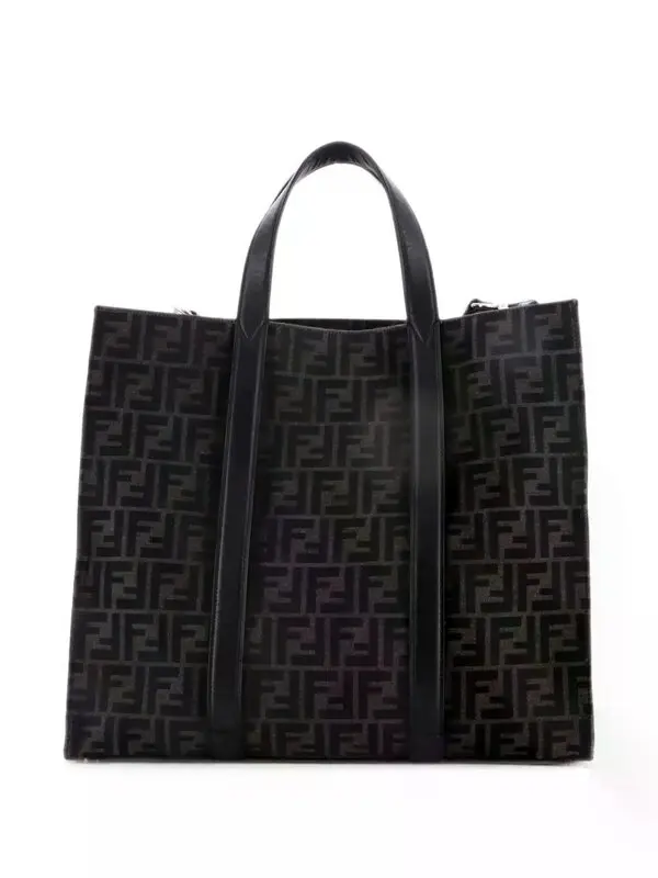 Fendi Convertible Open Zucca Jacquard Fabric And Leather Large Tote Bag