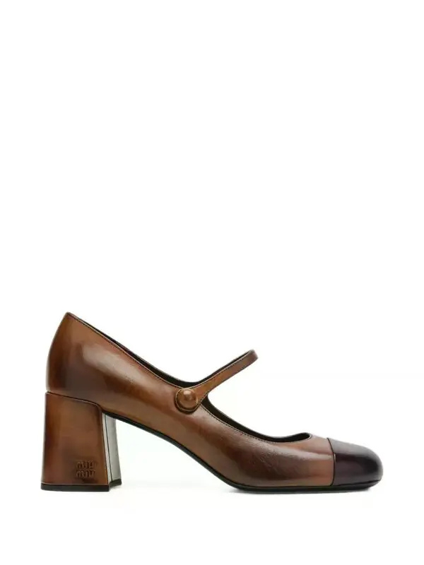 Miu Miu Cap-toe Block-heel Pumps - Brown