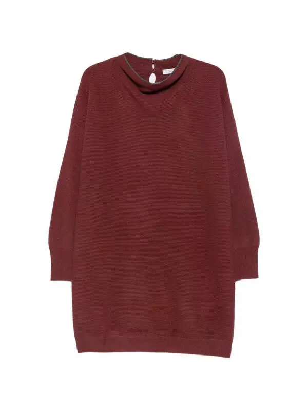 Brunello Cucinelli Ribbed-knit Keyhole-detail Dress - Red