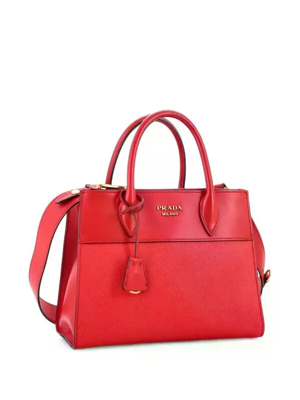 Prada Paradigme Tote Saffiano With City Calf Small Satchel - Red