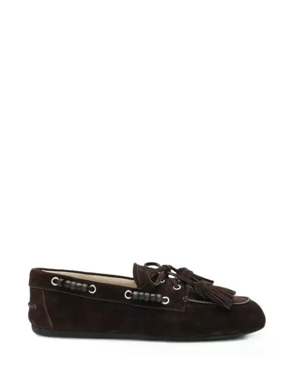 Miu Miu Suede Boat Shoes - Brown