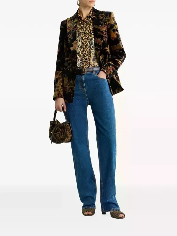 Etro Silk Shirt With Placed Leopard Print - Neutrals