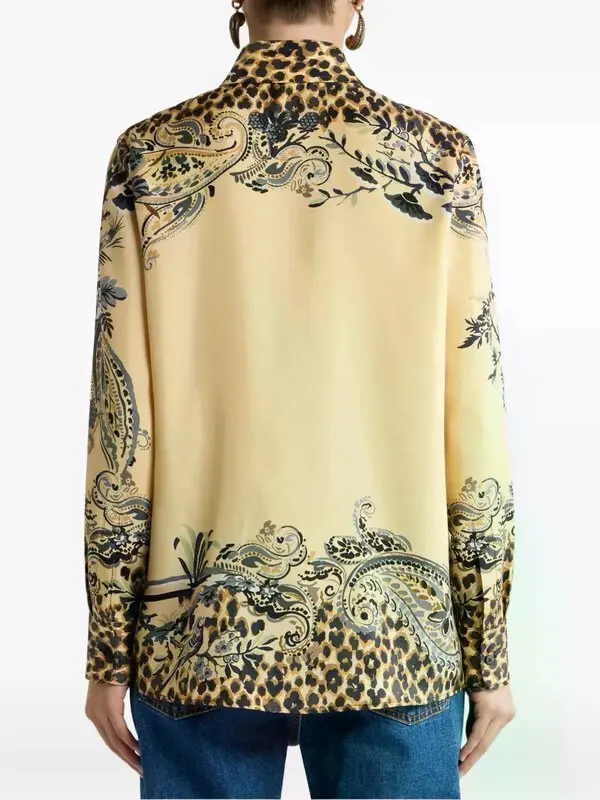Etro Silk Shirt With Placed Leopard Print
