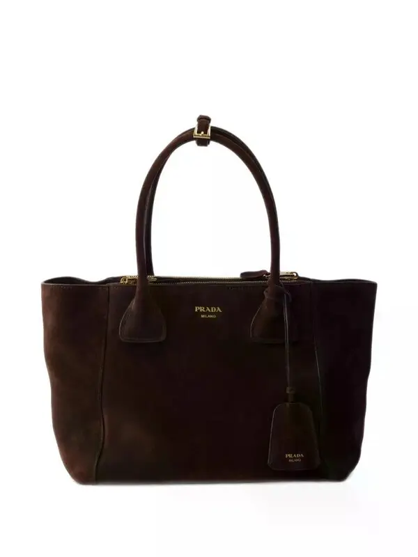 Prada Medium Suede Tote Bag - Brown