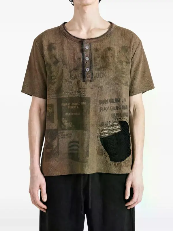 SAITOS Mesh-panel Henley T-shirt