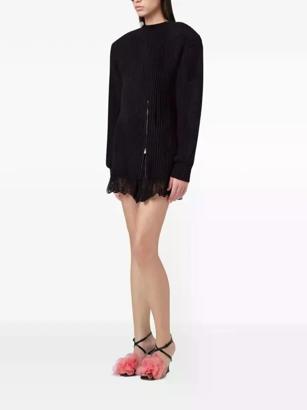 Giuseppe Di Morabito Lace-trim Ribbed-knit Mini Dress