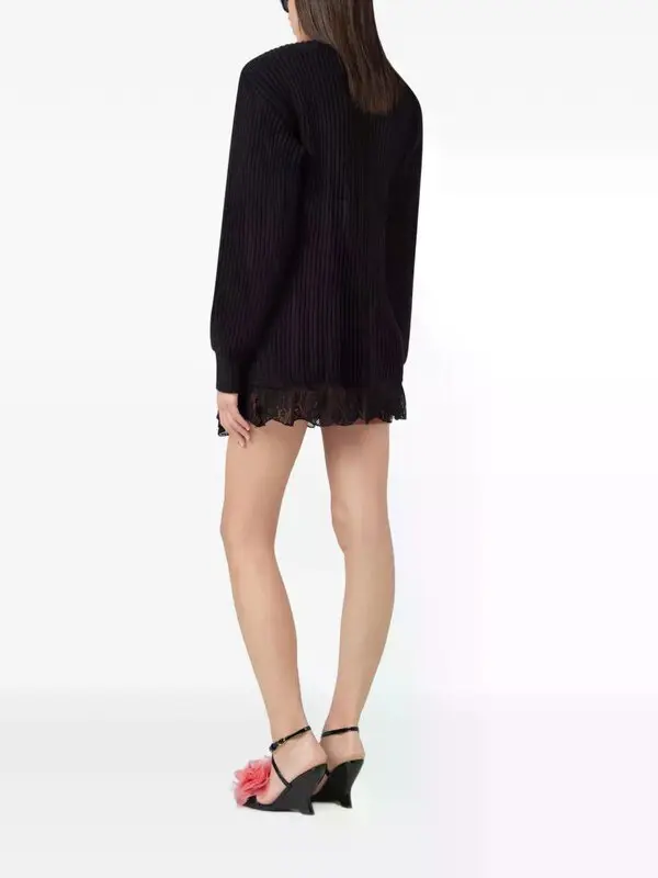 Giuseppe Di Morabito Lace-trim Ribbed-knit Mini Dress