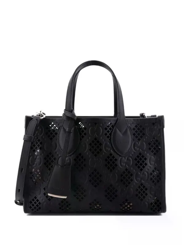 Gucci Convertible Gg Debossed Laser Cut Leather Small Tote Bag