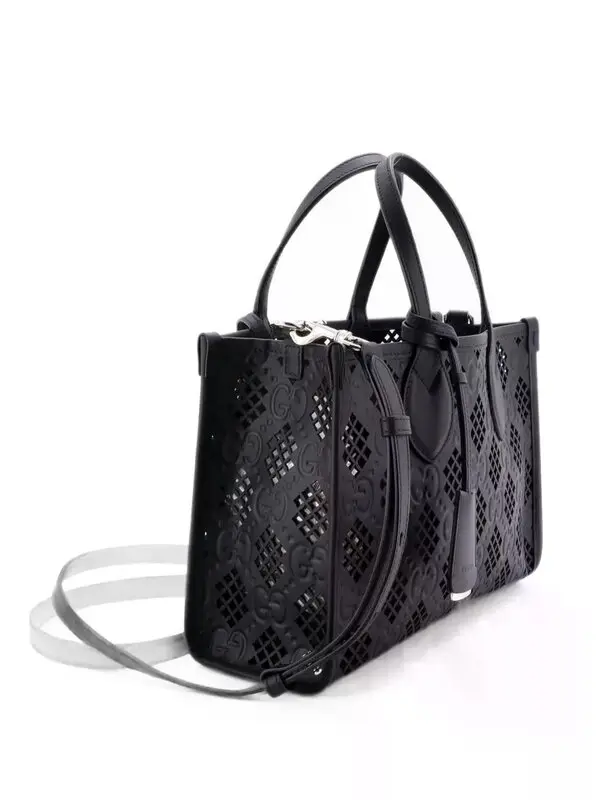 Gucci Convertible Gg Debossed Laser Cut Leather Small Tote Bag
