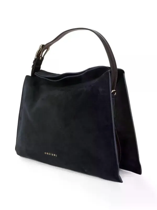 Orciani Midi Trinity Peach Oro Suede Tote Bag - Blue