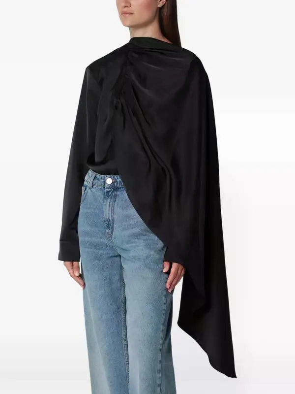 Source Unknown Koa Draped Long-sleeve Blouse