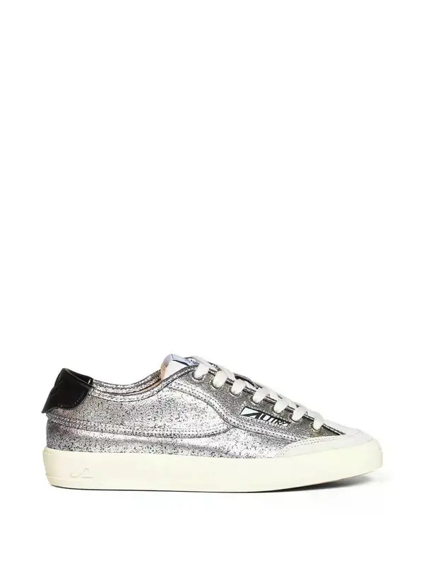 AUTRY Cracked Laminated Leather Sneakers - Silver