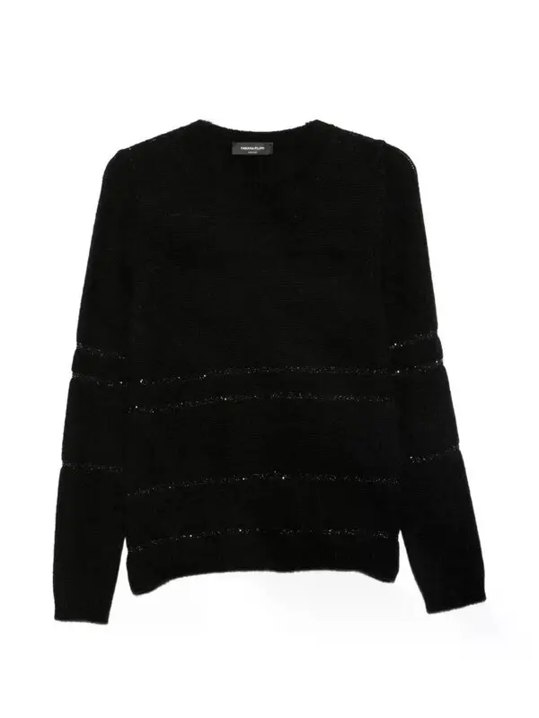 Fabiana Filippi Sequin-embellished Ribbed-knit Sweater - Black