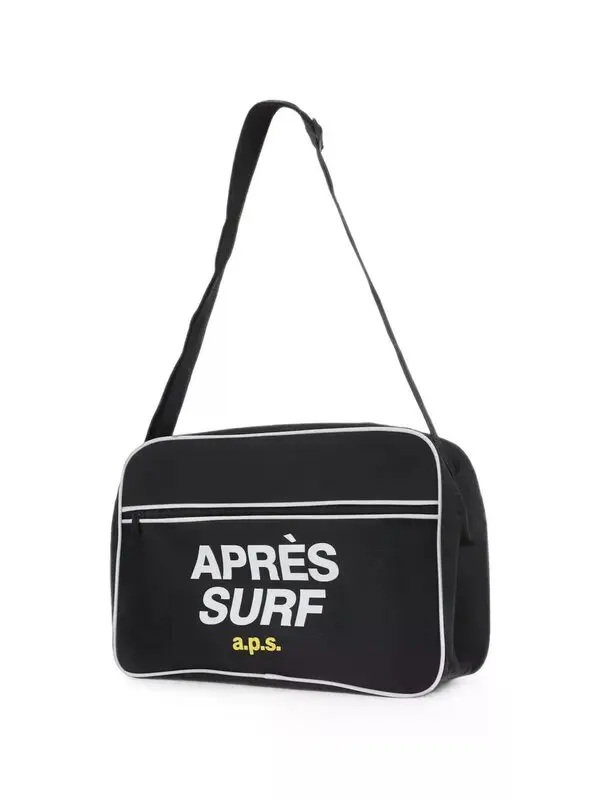 APRES SURF Logo-print Contrast-trim Shoulder Bag - Black