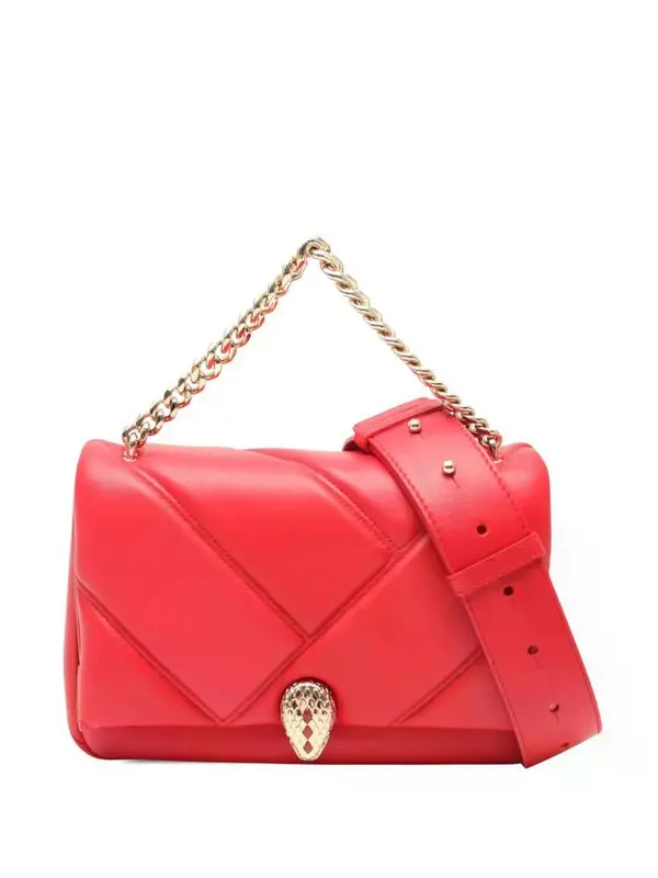 BVLGARI 2010-2026 Serpenti Cabochon Chain Flap Shoulder Bag - Red