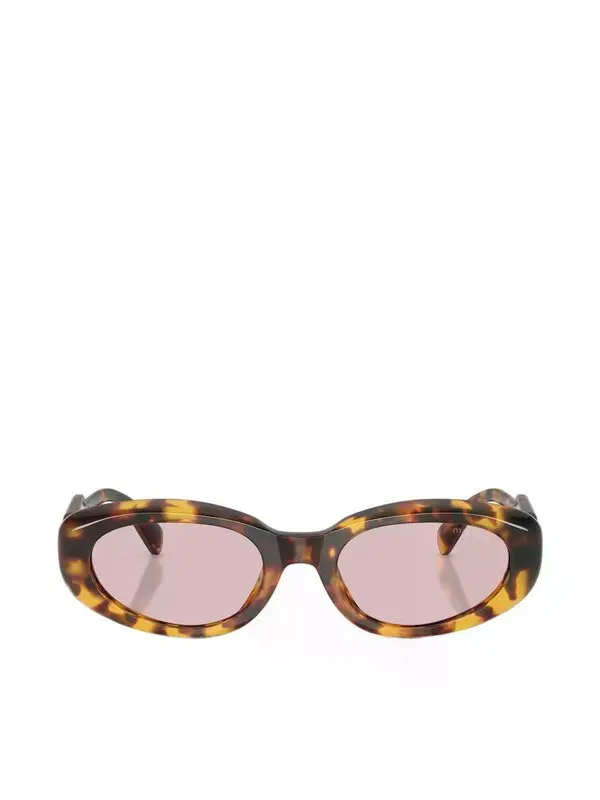 Miu Miu Tortoiseshell-effect Oval-frame Sunglasses