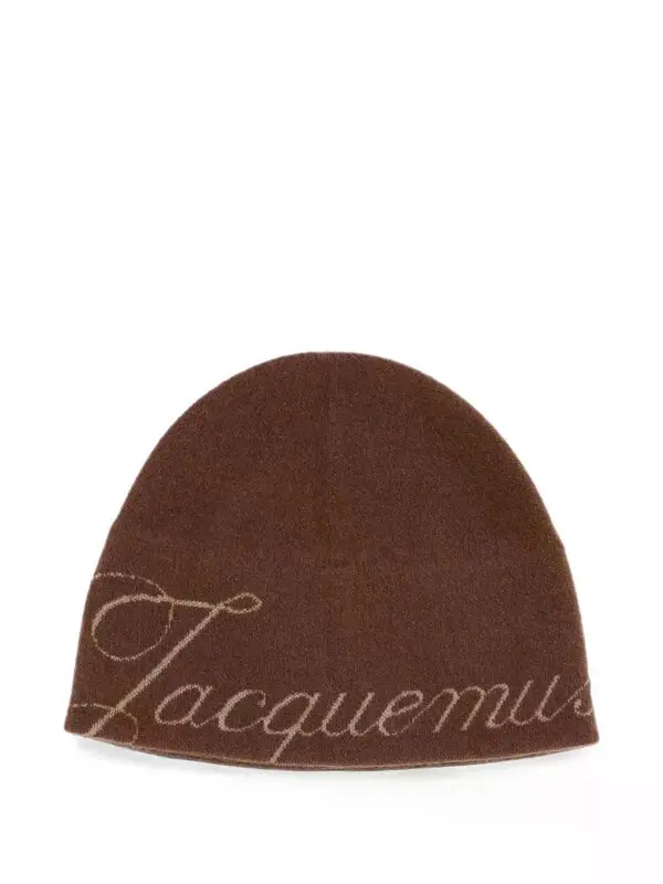 Jacquemus The Atelier Knit Logo Beanie - Brown