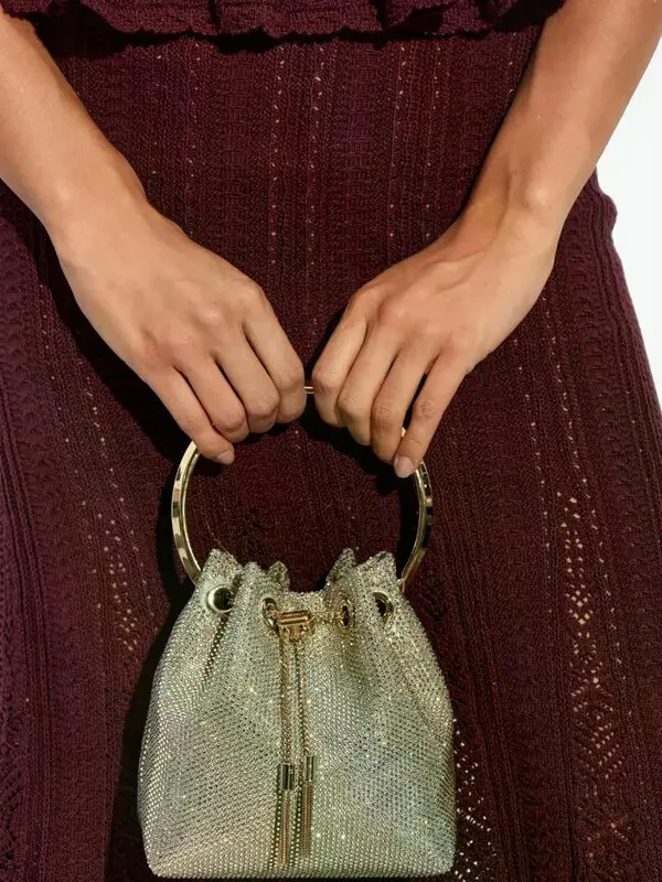 JIMMY CHOO Bon Bon Crystal-embellished Bucket Bag - Silver