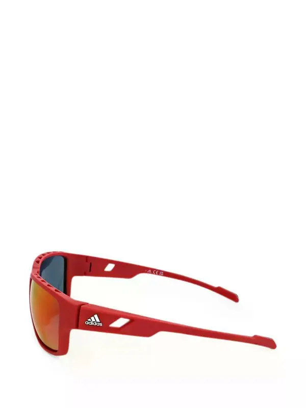 Adidas Logo-print Rectangle-frame Sunglasses - Red