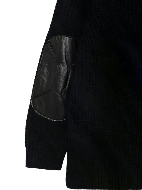 SEMICOUTURE Ribbed-knit Leather-patch Jacket