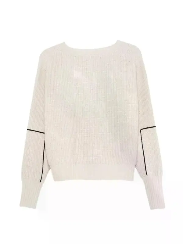 ROBERTO COLLINA Ribbed-knit Embroidered-sleeve Sweater