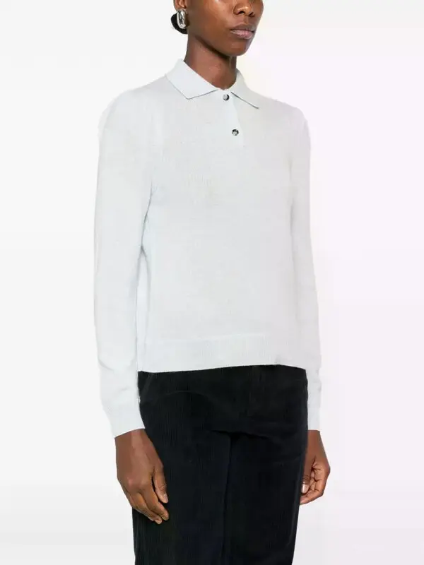 ALLUDE Fine-knit Long-sleeved Polo Shirt