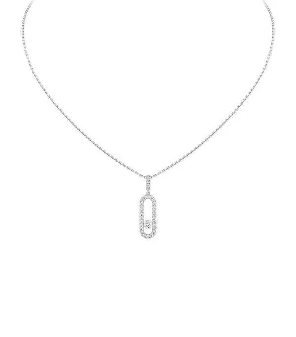 Messika Large Move Uno White Gold And Diamond Pavé Necklace