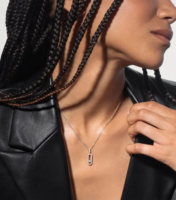 Messika Large Move Uno White Gold And Diamond Pavé Necklace
