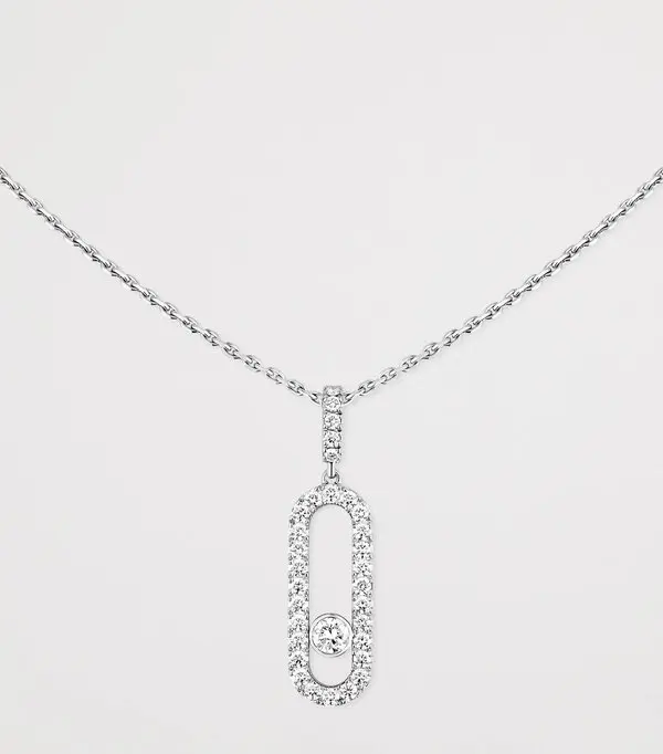 Messika Large Move Uno White Gold And Diamond Pavé Necklace