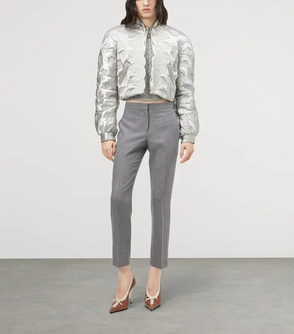 Alexander McQueen Satin Embroidered Bomber Jacket
