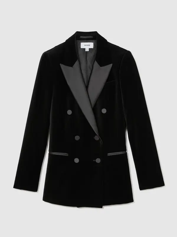REISS Velvet Double-breasted Tuxedo Blazer