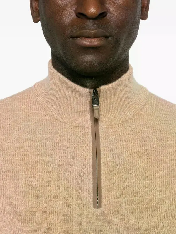 Canali Quarter-zip Waffle-knit Sweater