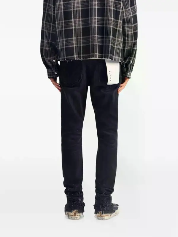 PURPLE BRAND Crystal-embellished Sharkbite-hem Jeans