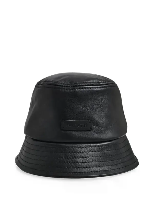 BREATH Logo-plaque Leather Bucket Hat - Black