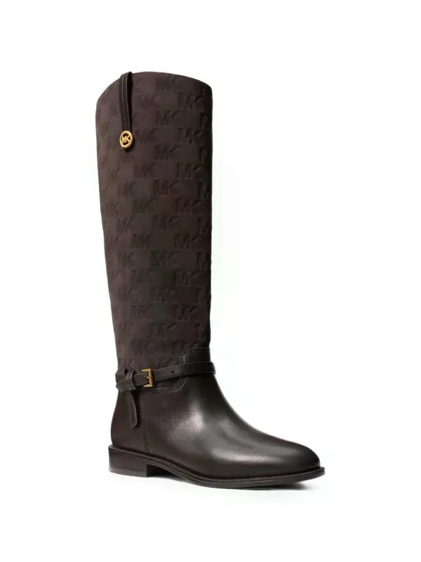 Michael Kors Beverly Quited Suede And Leather Riding Boots