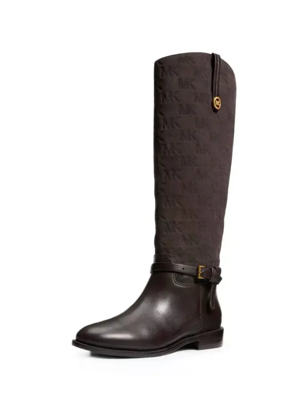 Michael Kors Beverly Quited Suede And Leather Riding Boots
