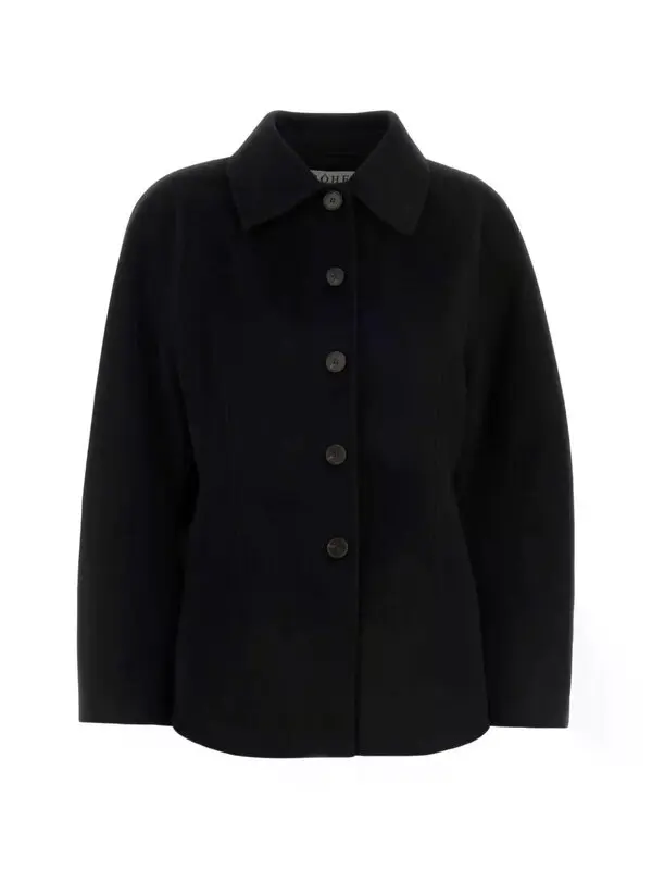 RÓHE Button-up Raglan-sleeve Jacket - Black