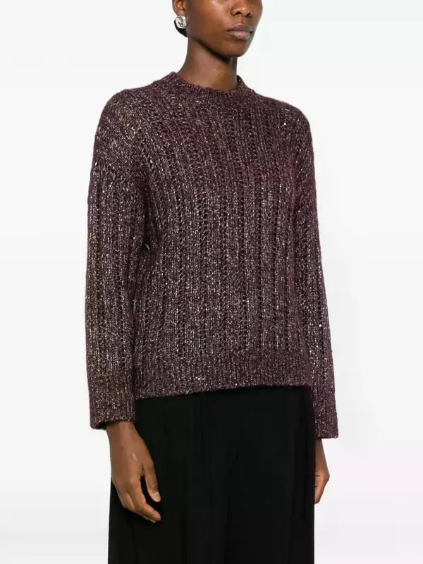 Peserico Sequin-embellished Open-knit Sweater