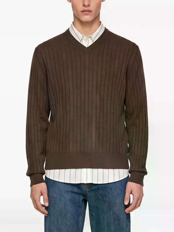 ANOTHER ASPECT Ribbed-knit V-neck Sweater