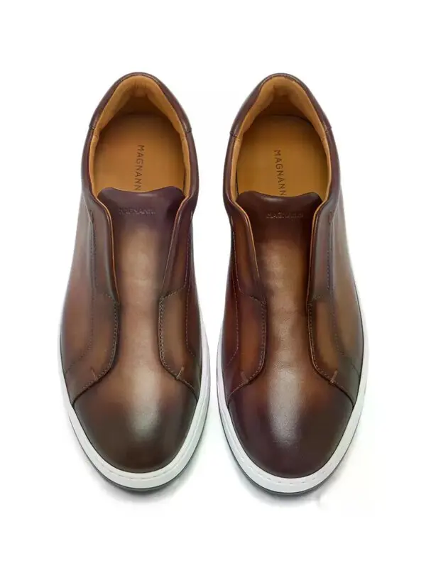 Magnanni Burnished-leather Sneakers