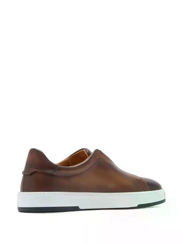 Magnanni Burnished-leather Sneakers