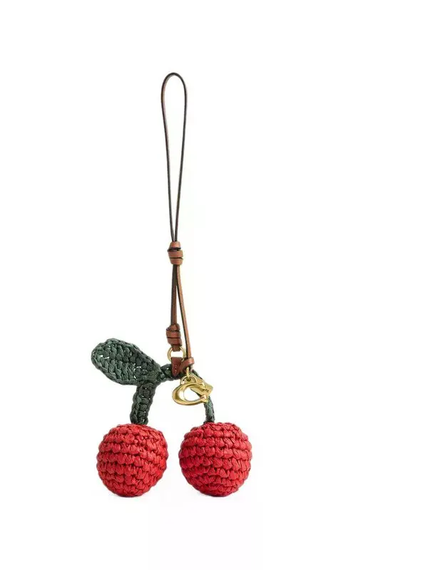 COACH Cherry Motif Straw Bag Charm