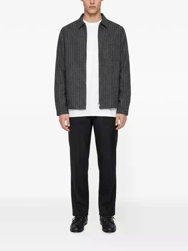 ANOTHER ASPECT Check-pattern Zip-up Overshirt