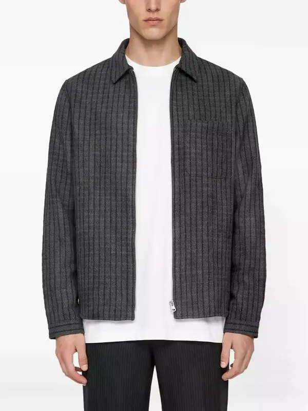 ANOTHER ASPECT Check-pattern Zip-up Overshirt