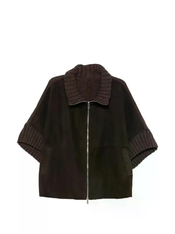 THE JACKIE LEATHERS Adele Ribbed-knit Suede Jacket