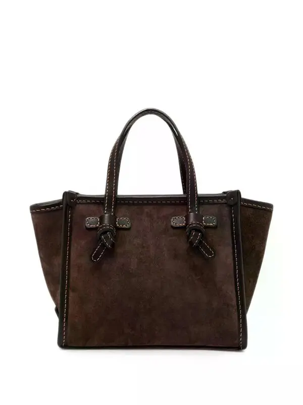 MARCELLA CLUB Mini Miss Marcela Suede Contrast-stitch Tote Bag - Brown