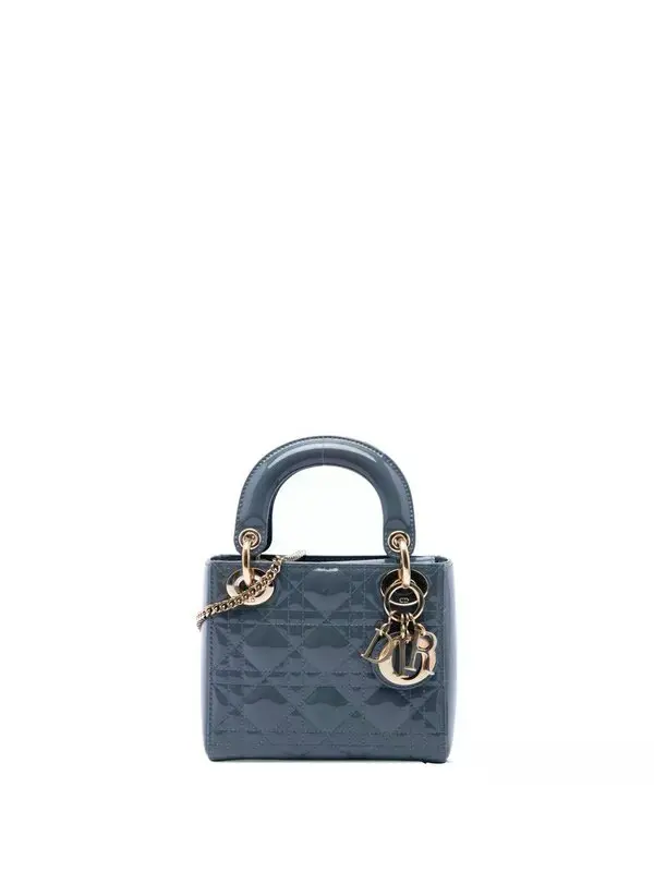 Dior 2020 Mini Patent Cannage Lady Satchel - Grey