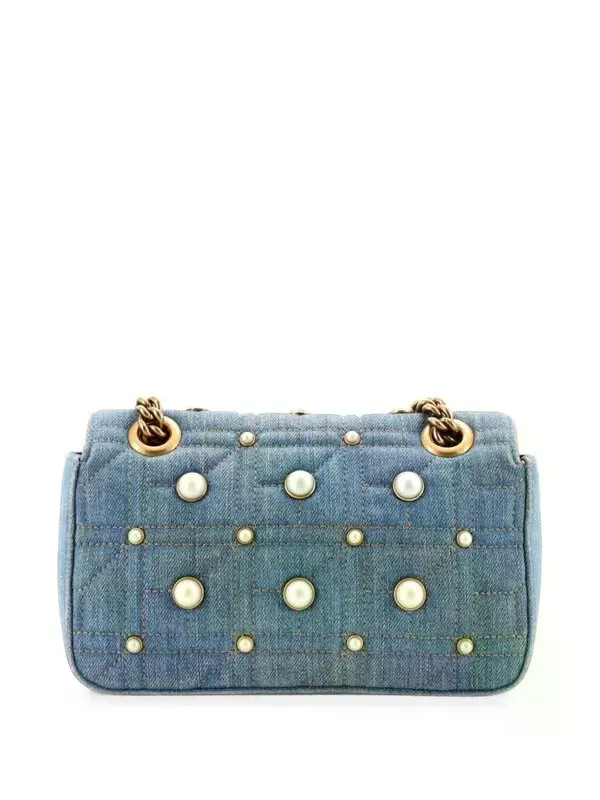 Gucci Gg Marmont Flap Bag Matelasse Denim Small Shoulder Bag