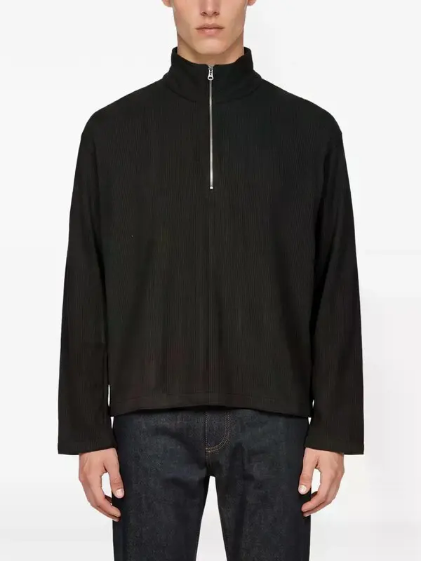 ANOTHER ASPECT Ribbed-knit Half-zip Sweater