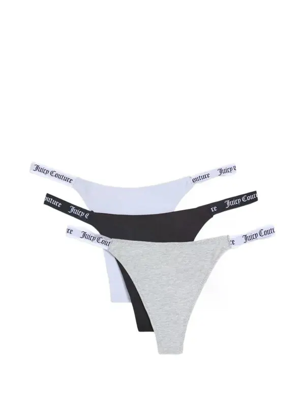 Juicy Couture Logo-waistband Thongs - Neutrals